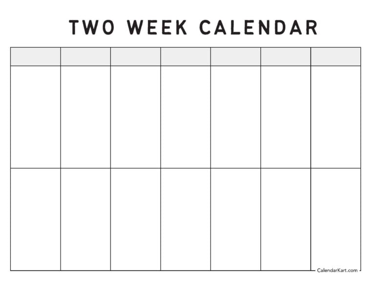 Printable Two Week Calendar - CalendarKart