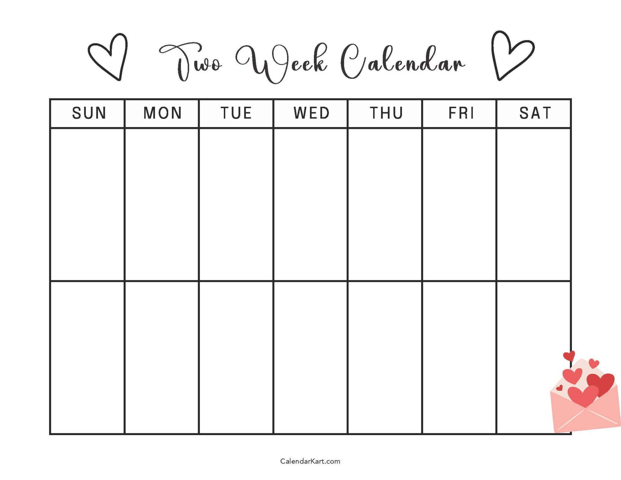 Printable Two Week Calendar - CalendarKart