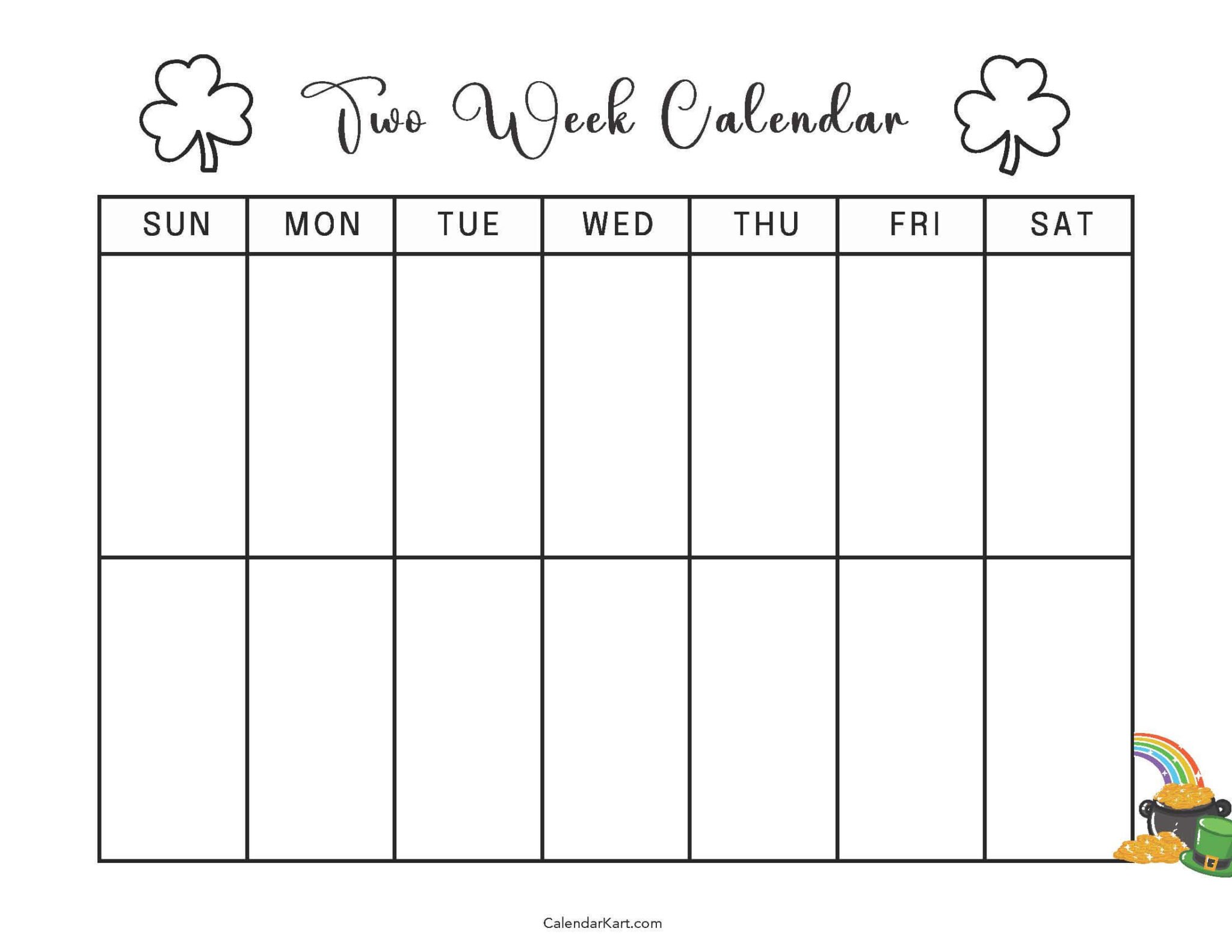 Printable Two Week Calendar - CalendarKart
