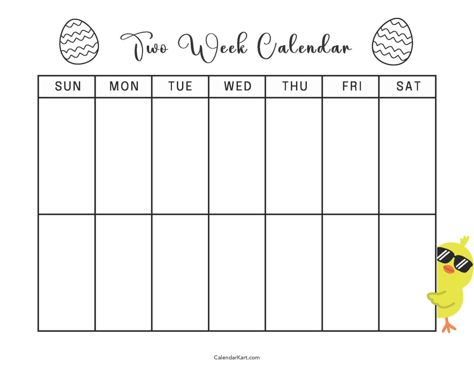 Printable Two Week Calendar - CalendarKart