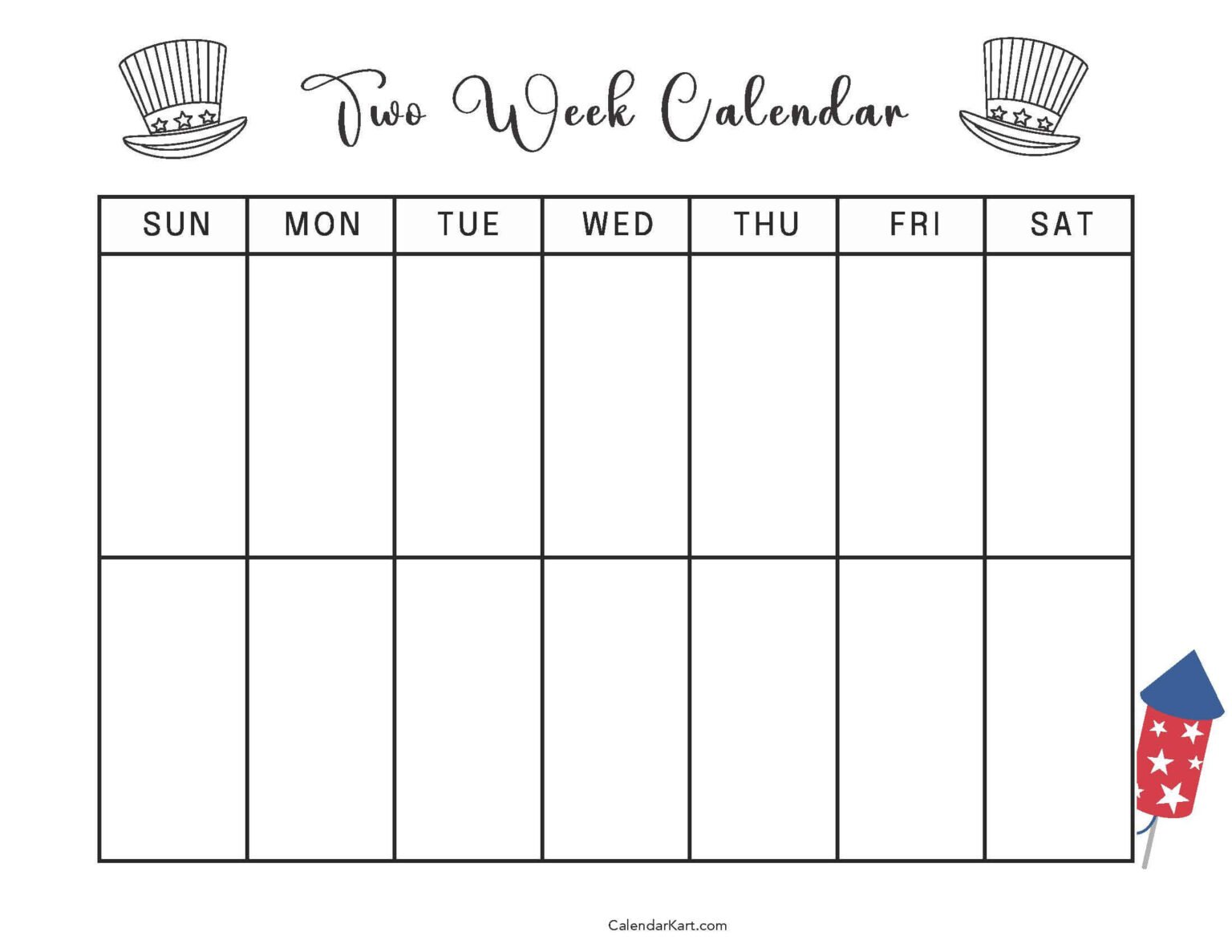 Printable Two Week Calendar - CalendarKart