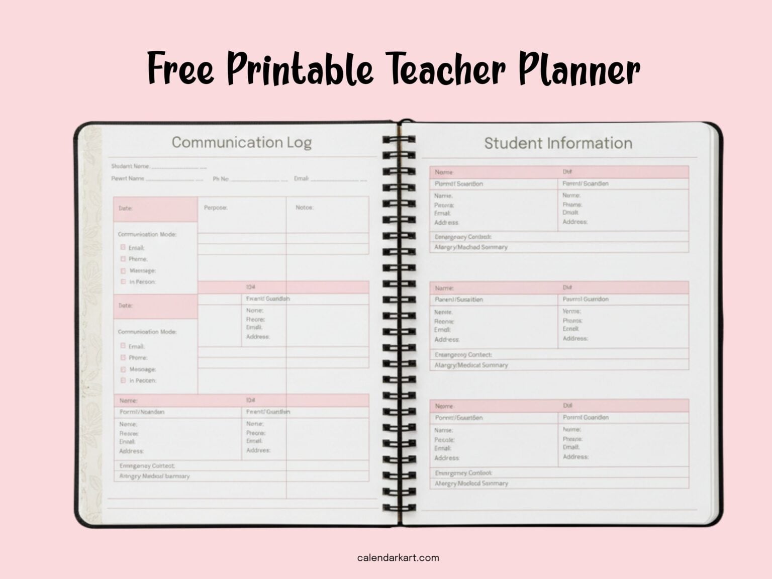 Teacher Planner – Free Printable Planner Templates