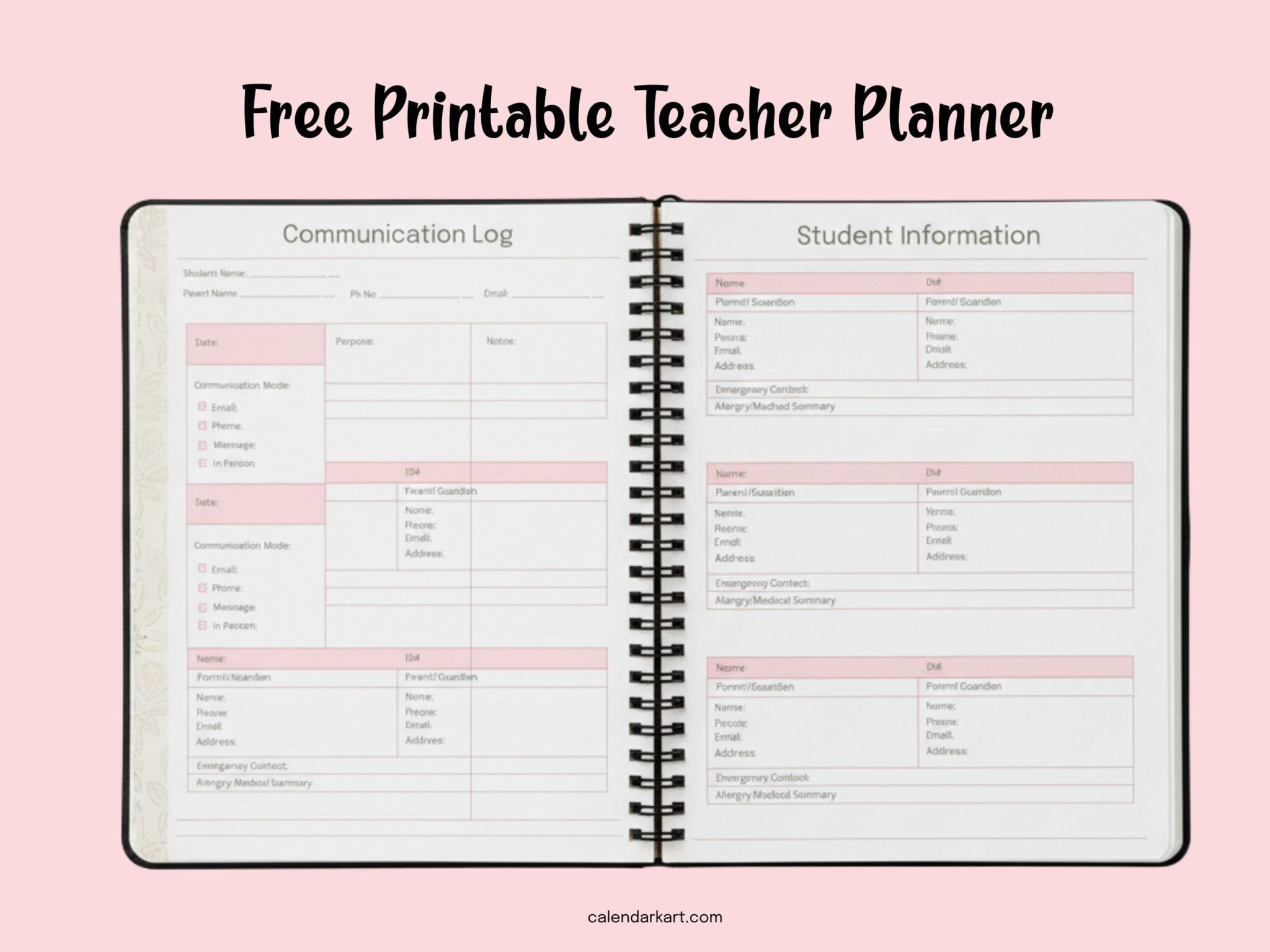 Teacher Planner – Free Printable Planner Templates