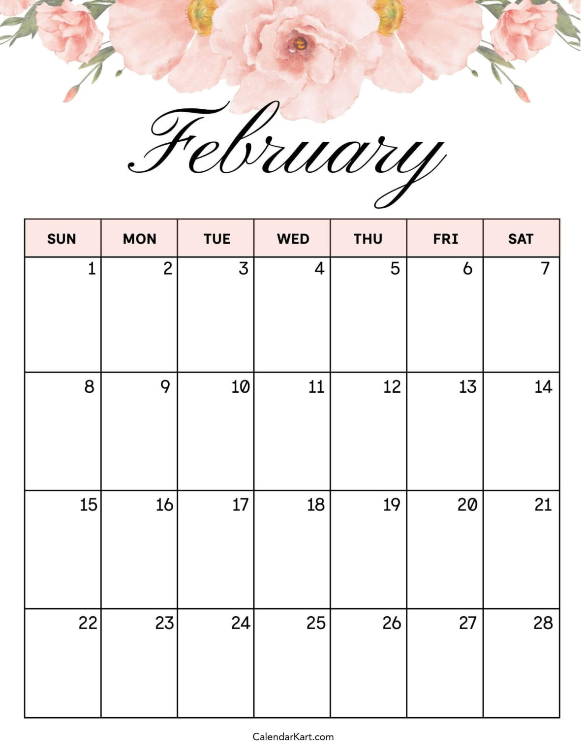 Free Printable February 2026 Calendars | 36 Designs - CalendarKart