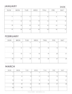 January-March 2026 Calendar - Q1 Planner Templates - CalendarKart