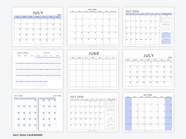 Free Printable 2026 Calendars | Monthly & Weekly Templates