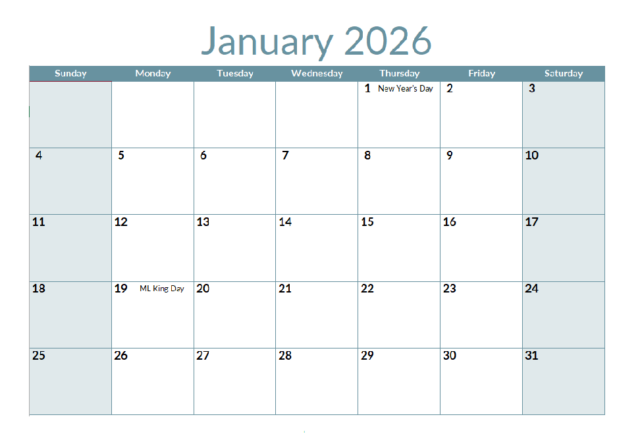 Excel Calendar Template 2026 (Editable Free XLSX Download)