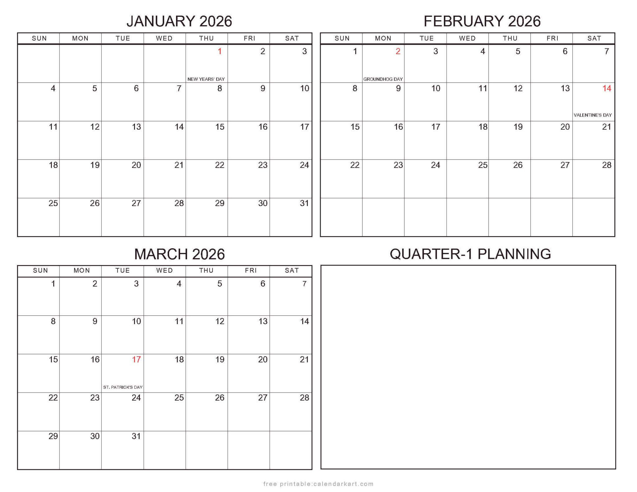 Canada Calendars with Holidays 2026 | Free Printable Calendar
