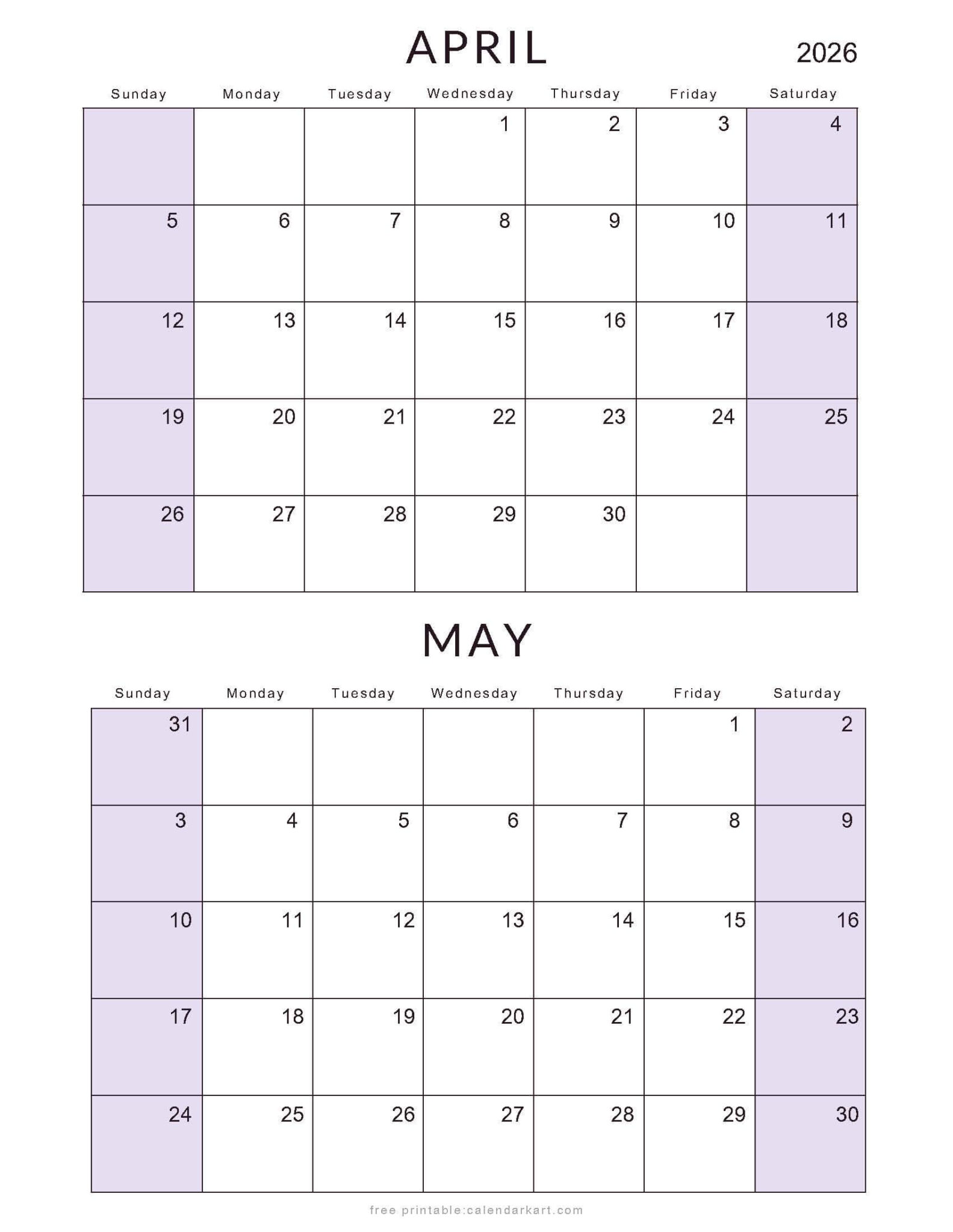 april May 2026 Calendars – Free Printable PDFs - CalendarKart