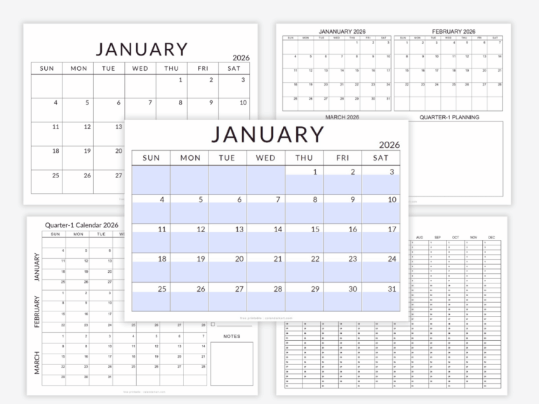 Editable PDF Calendars - Typeable & Printable - CalendarKart