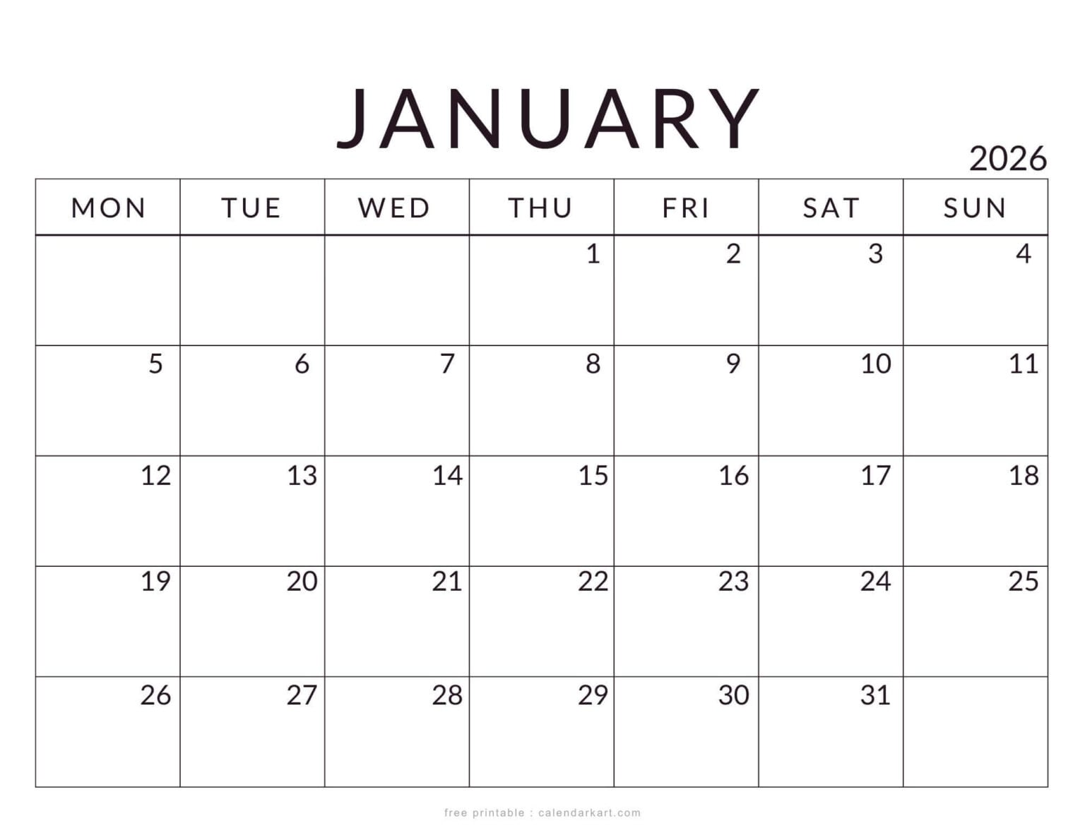 Free Printable Monday Start Calendars 2025 | Calendarkart