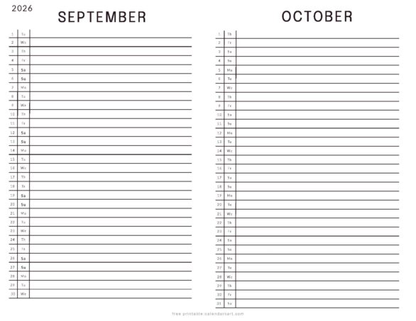 september october 2026 Calendars – Free Printable PDFs - CalendarKart