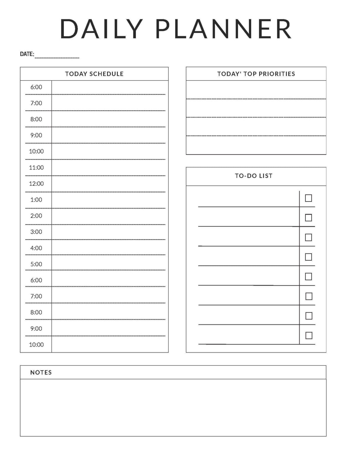 Printable Daily Planner Template | Calendarkart