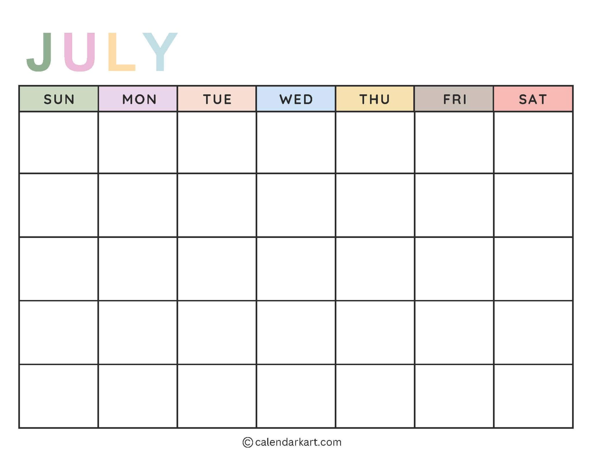 Free Printable Blank Calendar Templates – CalendarKart