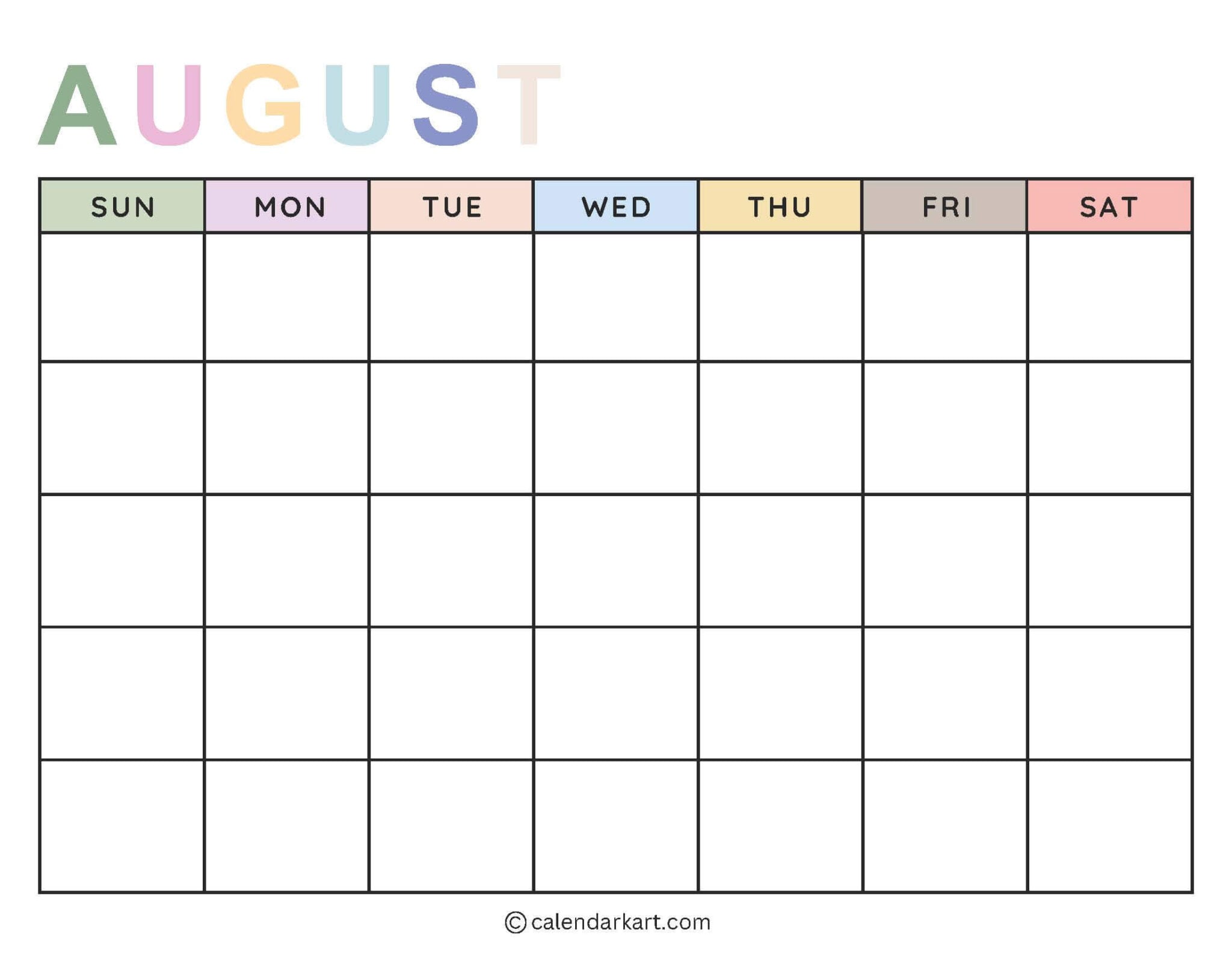 Free Printable Blank Calendar Templates – CalendarKart
