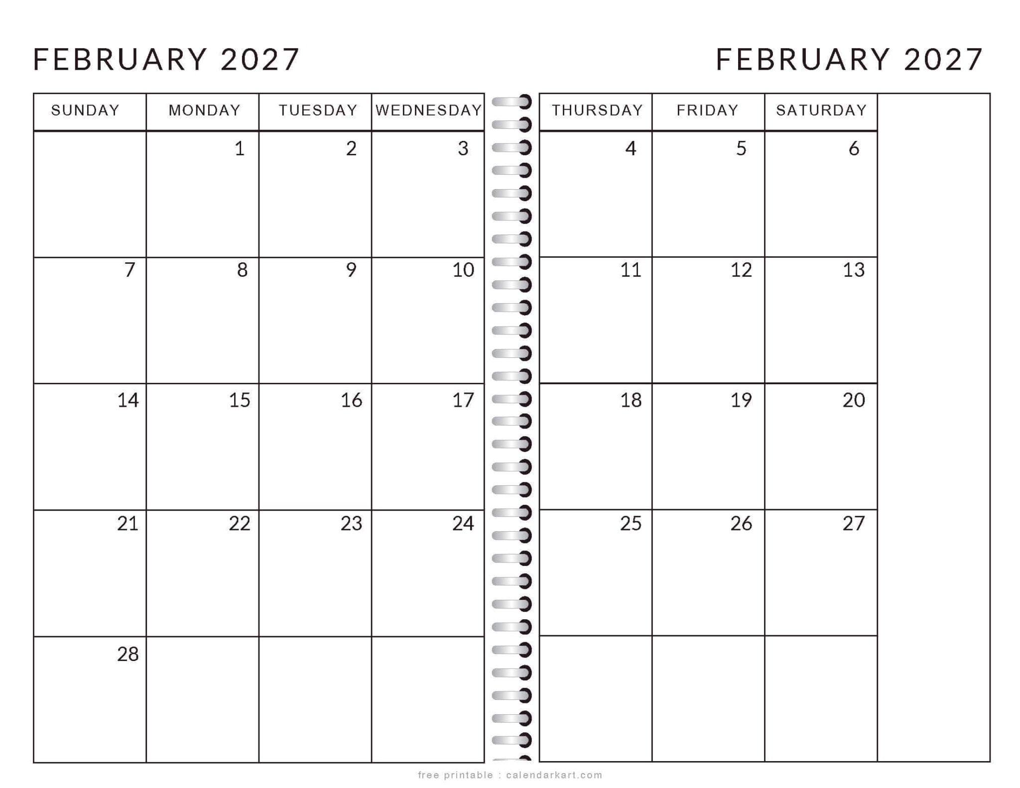 February 2027 Calendar Templates – Free Printable PDFs – CalendarKart