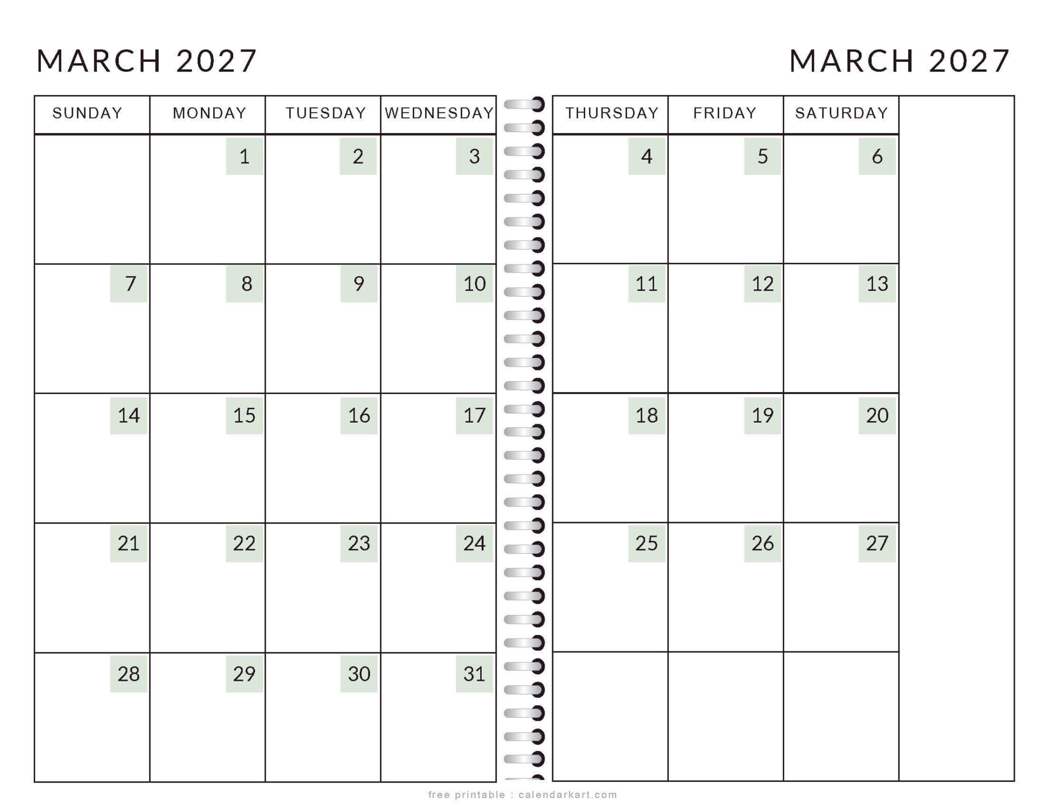 March 2027 Calendar Templates - Free Printable PDFs - CalendarKart