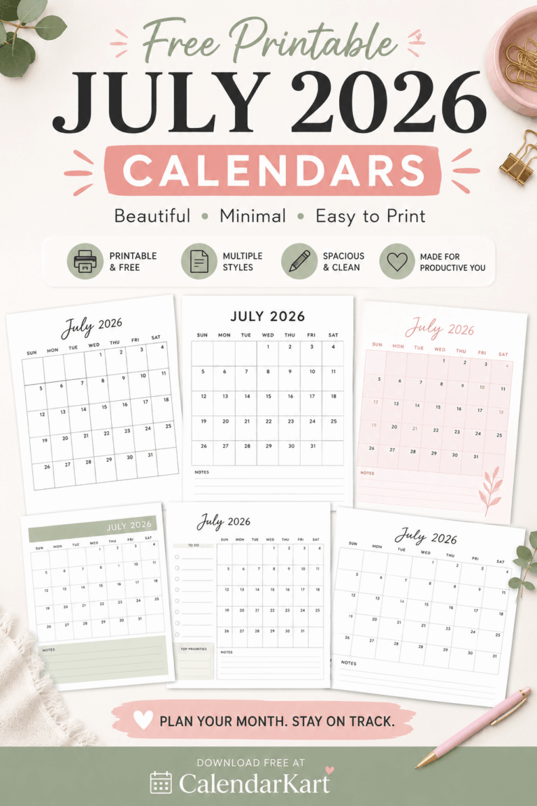 July August 2027 Calendars – Free Printable PDFs - CalendarKart